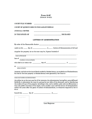 Fillable Online Letters of Administration, Form 16-6C Fax Email Print ...