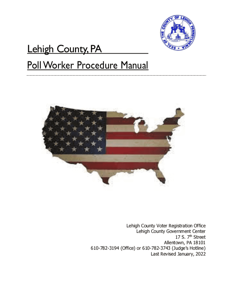 Fillable Online Lehigh County, PA Poll Worker Procedure Manual Fax ...