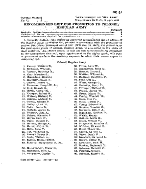 Fillable Online armypubs army RECOMMENDED LIST FOR PROMOTION TO COLONEL ...