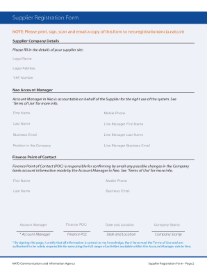 Fillable Online NCI Agency eProcurement Supplier Registration Form Fax Email Print - pdfFiller
