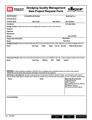 Fillable Online USACE - Dredging Quality Management - New Project ...