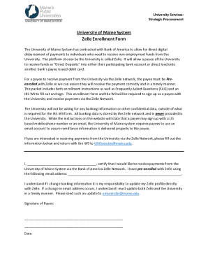 Fillable Online University of Maine System Zelle Enrollment Form Fax ...