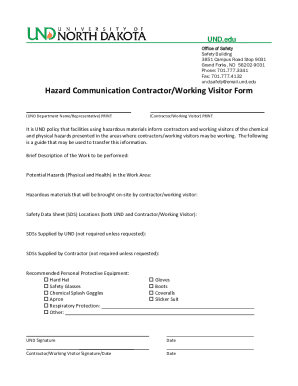 Fillable Online Hazard Communication Contractor/Working Visitor Form ...