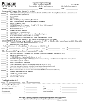Fillable Online catalog purdue Program: Polytechnic Statewide Engineering Technology, BS Fax ...