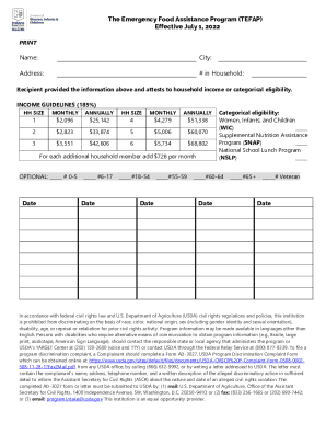 Fillable Online Emergency Food Assistance Program (TEFAP) Fax Email ...