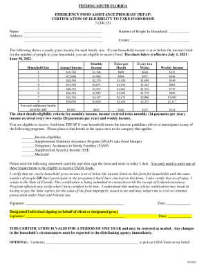 Fillable Online feeding south florida emergency food assistance program ...