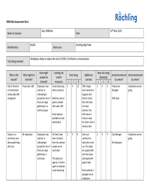 Fillable Online IOSH Risk Assessment form Name of assessor Gary ...