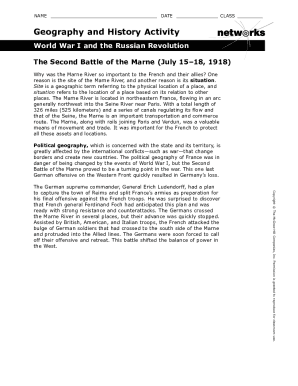 Fillable Online Geography and History Activity: The Second Battle of ...