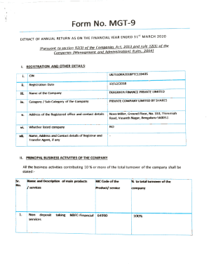 Fillable Online Annexure I Form No. MGT-9 EXTRACT OF ANNUAL RETURN ...