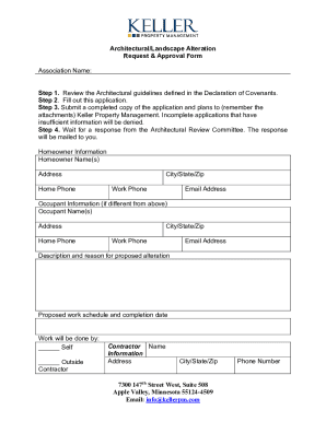 Fillable Online architectural/landscape alteration request and approval ...