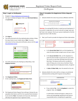 Fillable Online dga kennesaw Registered Visitor Request Form OwlExpress ...