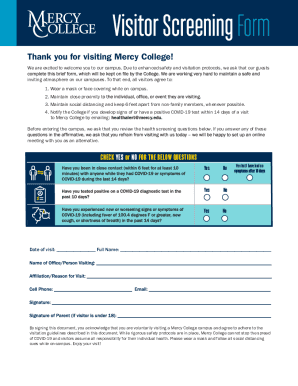 Fillable Online Visitor Screening FormMercy College Fax Email Print ...