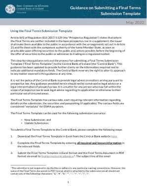Fillable Online Guidance on Submitting a Final Terms Submission ...