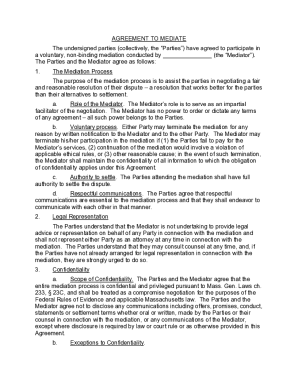 Fillable Online Sample Agreement to Mediate. Sample Agreement to ...
