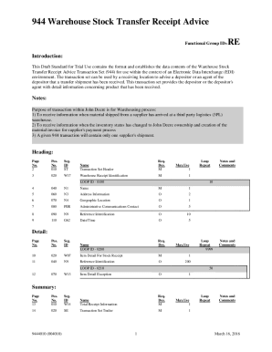 Fillable Online 944 Warehouse Stock Transfer Receipt Advice - General ...