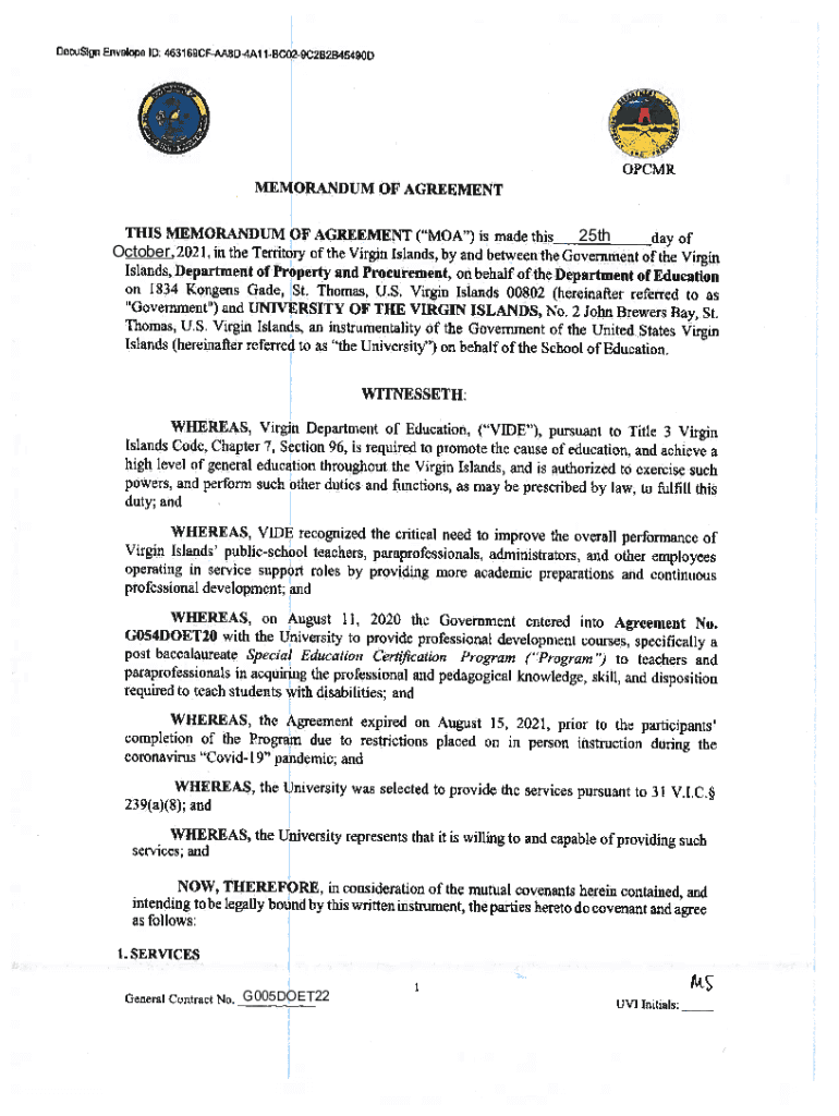 Fillable Online memorandum of agreement - DPP Fax Email Print - pdfFiller