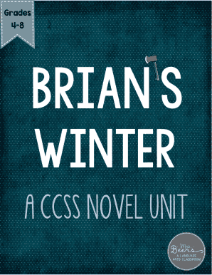 Fillable Online Brian's Winter Novel Unit for Grades 4-8 Common Core ...