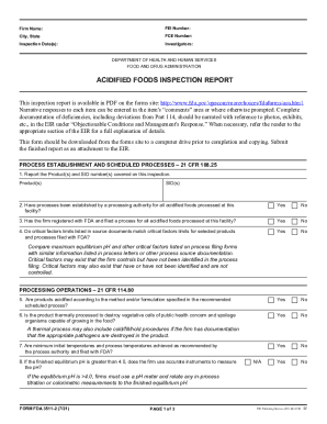 Fillable Online FORM FDA 3511-2 - Acidified Foods Inspection Report Fax ...