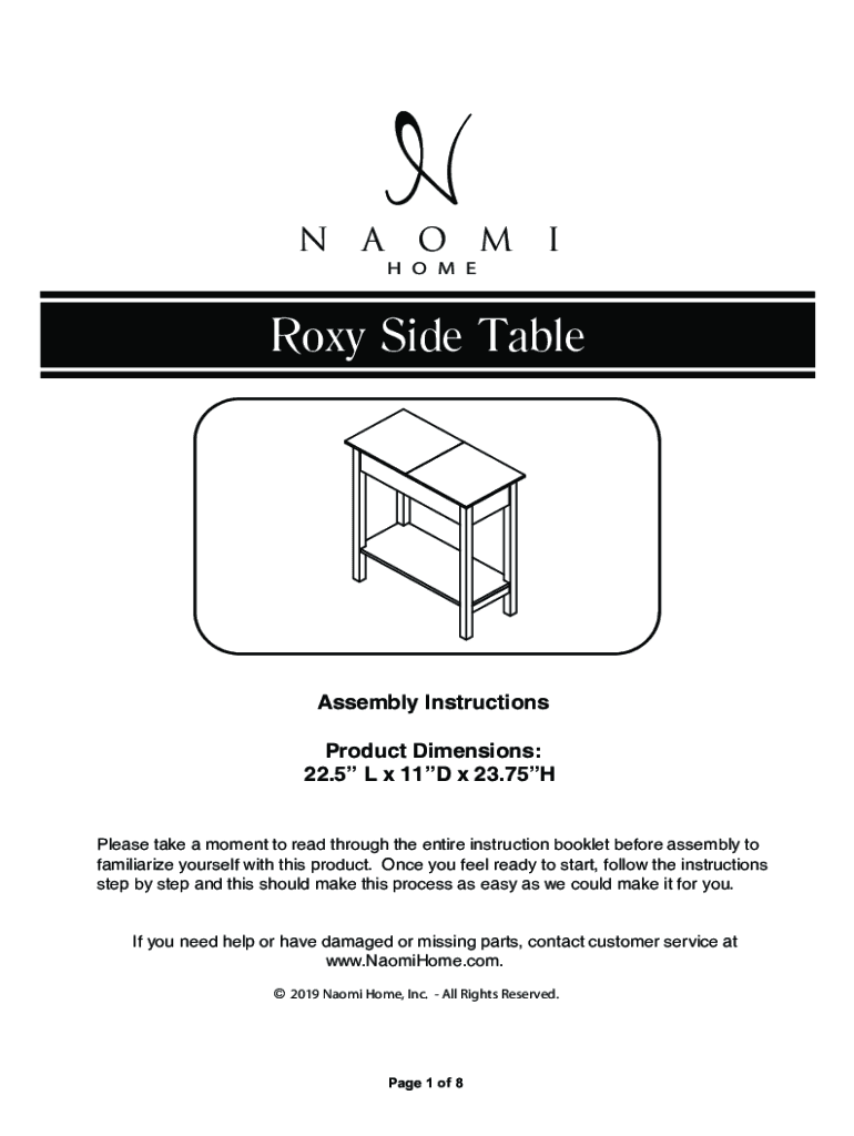 Fillable Online Roxy Side Table Fax Email Print - pdfFiller