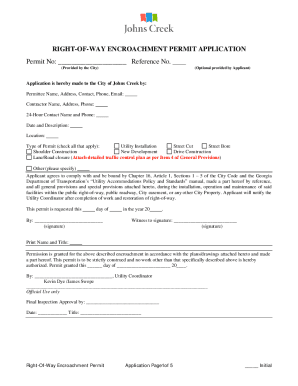 Fillable Online Right-of-Way Forms - Johns Creek Fax Email Print ...