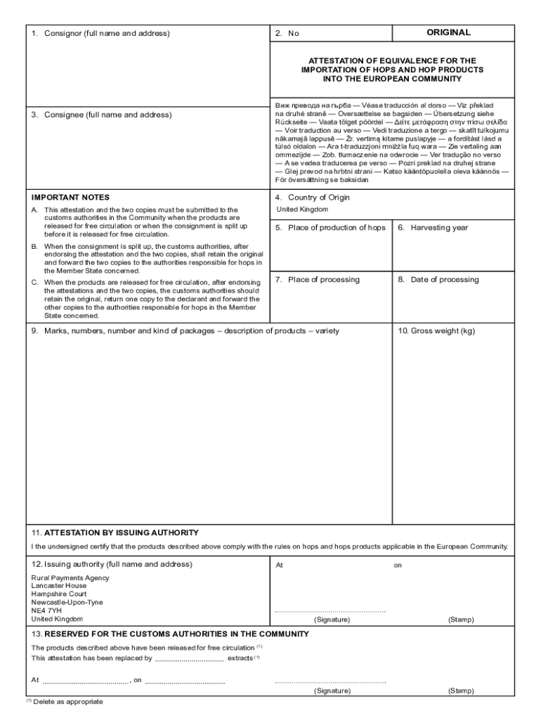 Fillable Online How to complete the EU Attestation of Equivalence ...