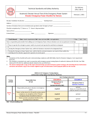 Fillable Online Elevator Inspection Checklist: 19 Essential Checklist ...