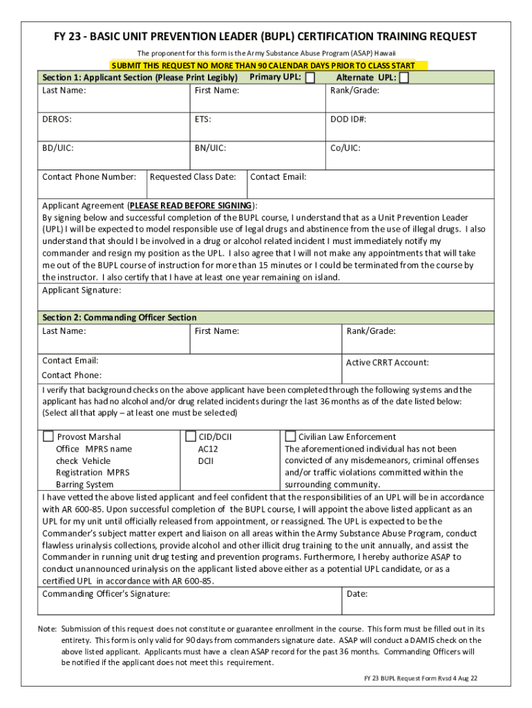 Fillable Online BDE UPL Command Inspection Program Checklist (Page 1 of ...