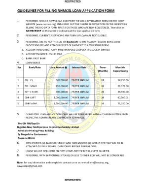 Fillable Online GUIDELINES FOR FILLING NNMCSL LOAN APPLICATION FORM Fax ...