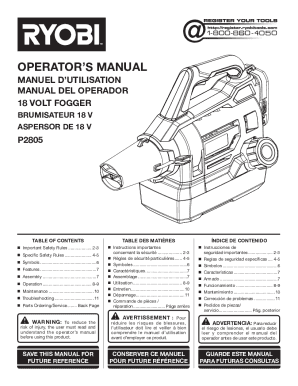 Remplissable En Ligne RYOBI P2805 MANUAL DEL OPERADOR Descargar en PDF ...