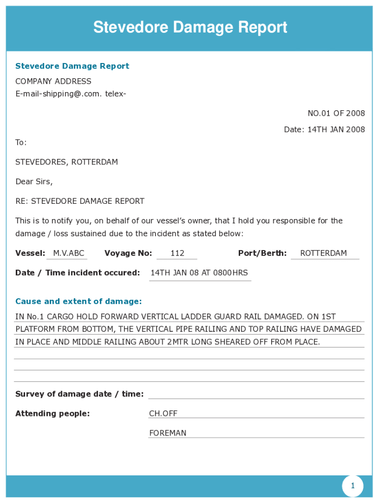 Fillable Online Stevedore damage clause - Ship Inspection Fax Email ...