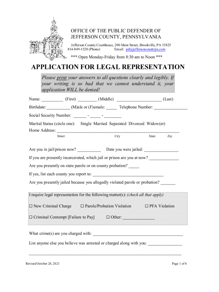 Fillable Online Jefferson County, PA Public Defender's Office - How to Justice Fax Email Print ...