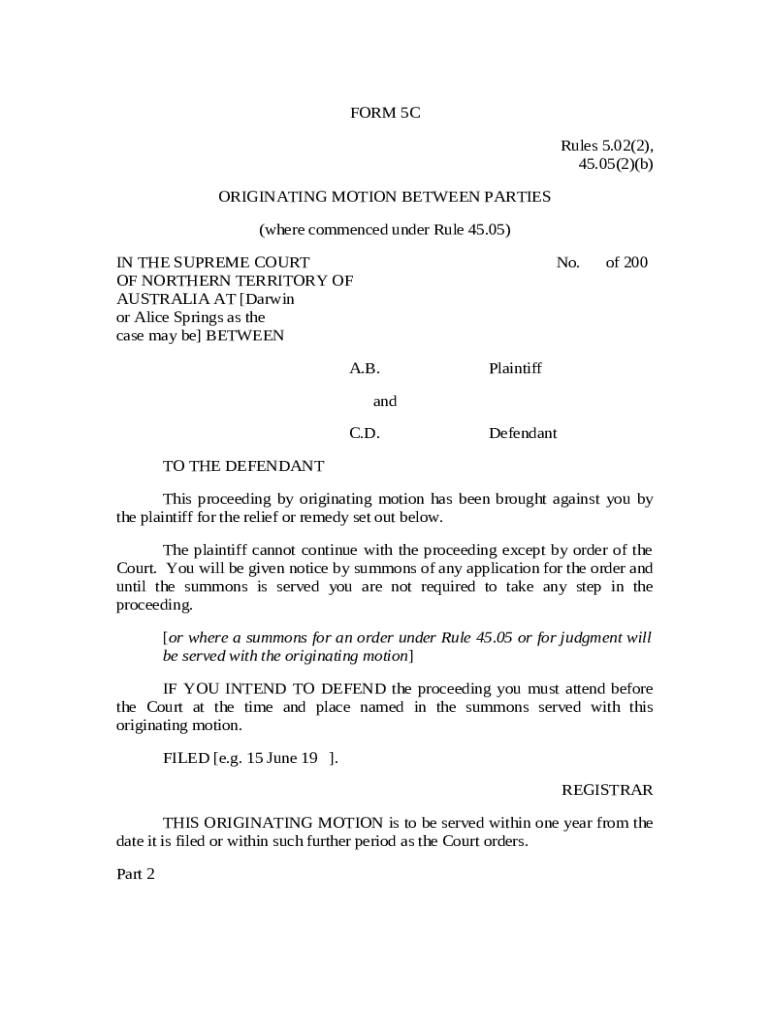 5C - Supreme Court NT - supremecourt nt gov Doc Template | pdfFiller
