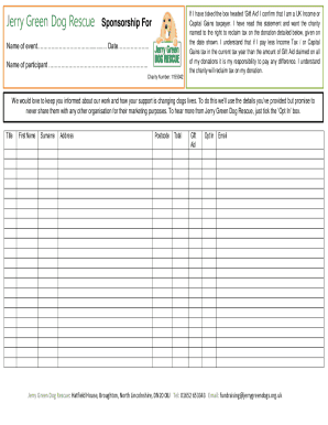 Fillable Online Jerry Green Dog Rescue Sponsorship Form Fax Email Print ...