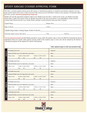 Fillable Online Study Abroad Semester Application for Course Approval ...