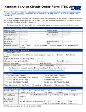TEX-AN Internet Service Order - dir texas Doc Template | pdfFiller