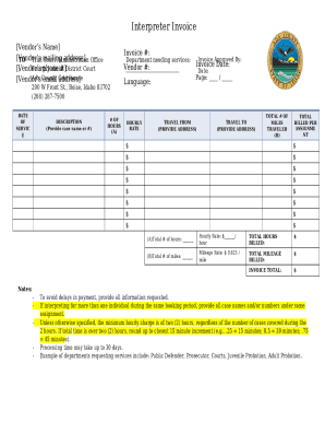 Interpreter Invoice Templates - Colorado Judicial Branch Doc Template ...