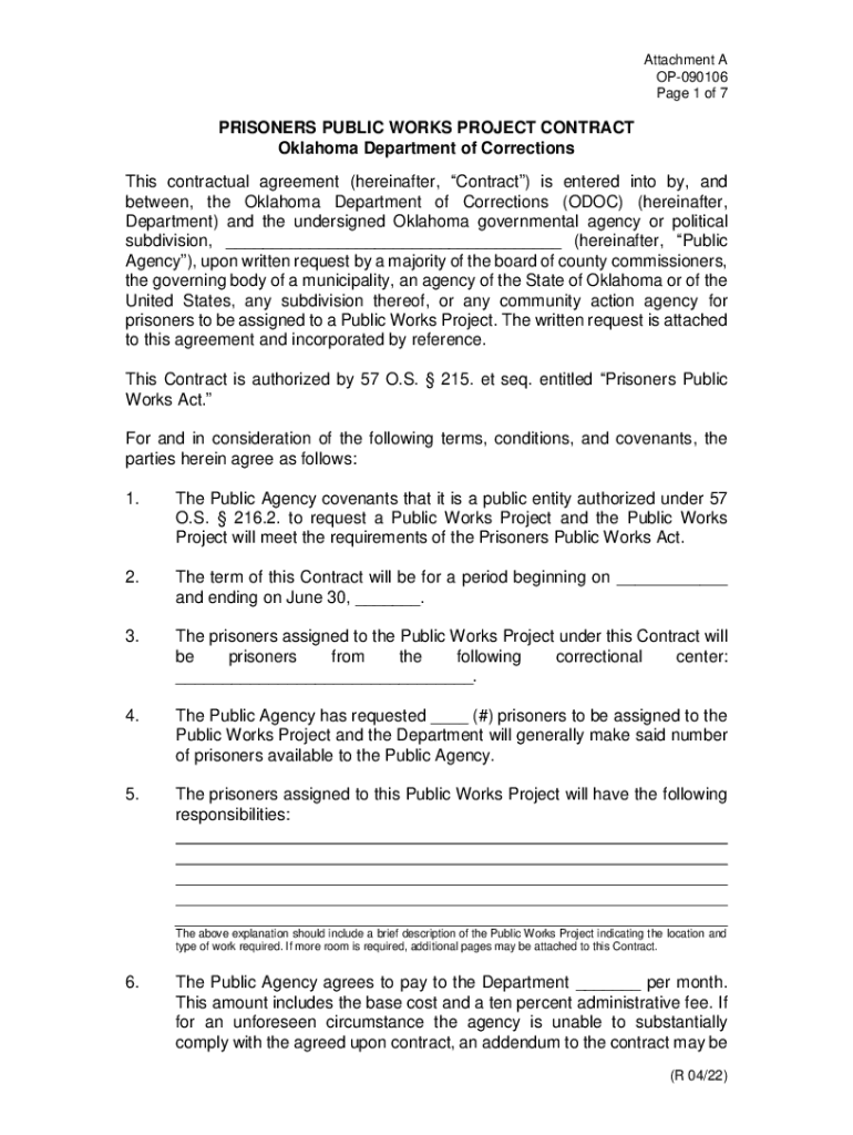 Fillable Online State of Oklahoma Department of Corrections Facility ...