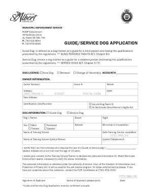 Fillable Online Local service dog trainer gets go-ahead from province ...