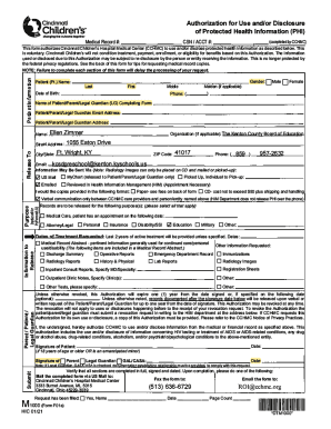 Fillable Online M1000 Auth for Use and or Disclosure of PHI Form Fax ...
