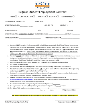 Fillable Online Regular Student Employment Contract Fax Email Print ...