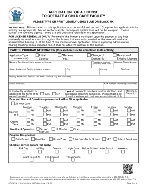 Fillable Online initial application for licensure of a child welfare ...