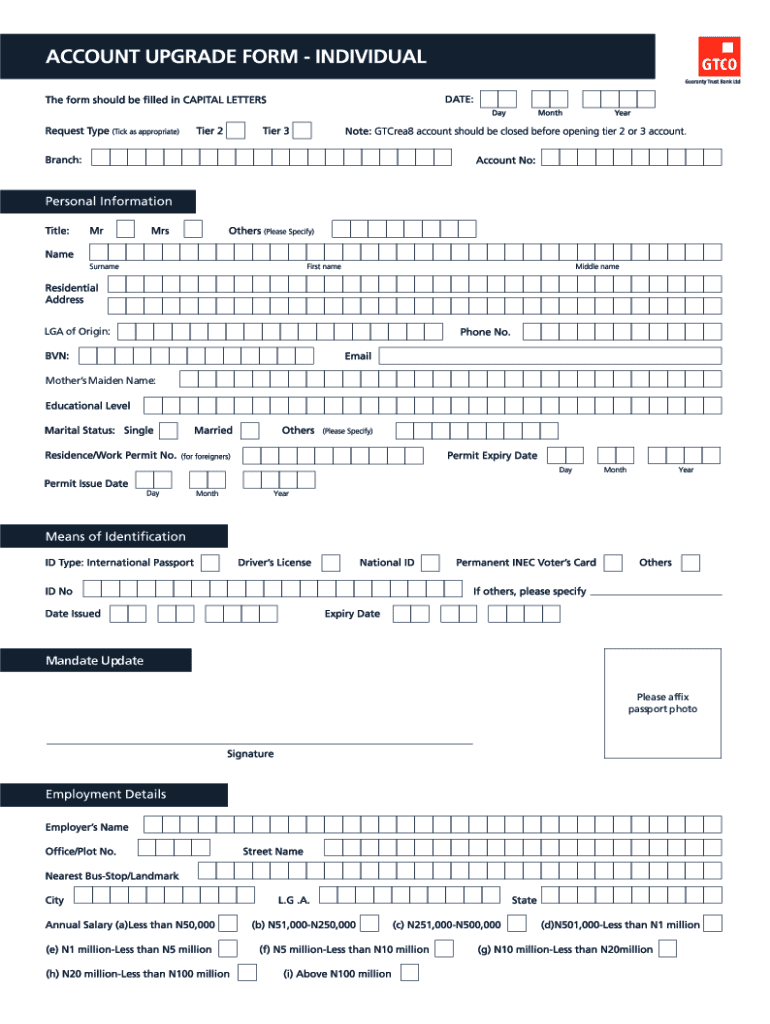Fillable Online Account Upgrade Form 2 Fax Email Print - pdfFiller