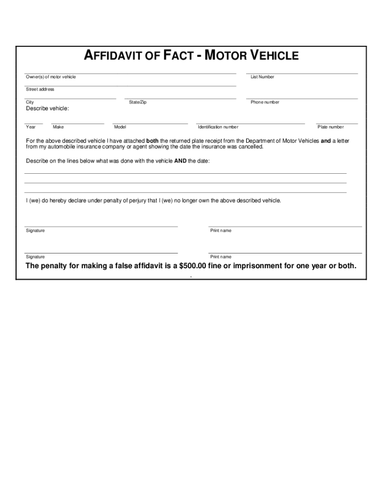 Fillable Online AFFIDAVIT OF FACT Fax Email Print - pdfFiller