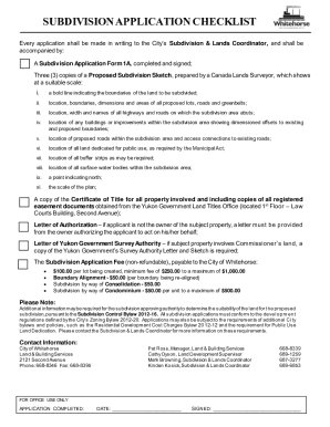 Fillable Online Subdivision Application Checklist - City of Dawson Creek Fax Email Print - pdfFiller