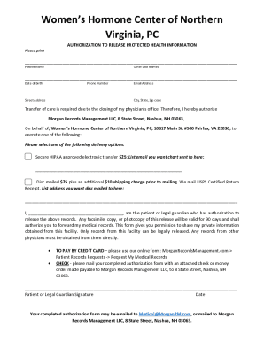 Fillable Online Women's Hormone Center of Northern Virginia, PC, Fairfax, VA Fax Email Print ...