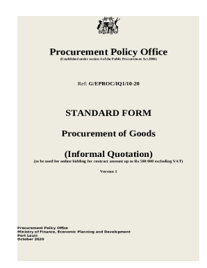 Inal Quotations (Goods) - Procurement Policy Office - ppo govmu Doc Template | pdfFiller