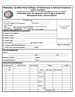 Fillable Online Application Form for admission in B.V.Sc.&A.H. programme ... Fax Email Print ...