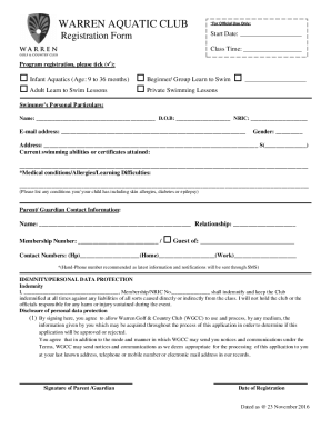 Fillable Online aquatics fitness and aquatic specialities - Warren County YMCA Fax Email Print ...