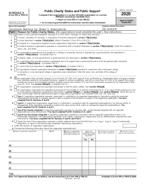 Fillable Online Form 990, Schedules A and B: Public Charity Support ...