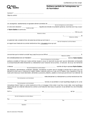 Remplissable En Ligne Quittance partielle de l'entrepreneur ou du ...